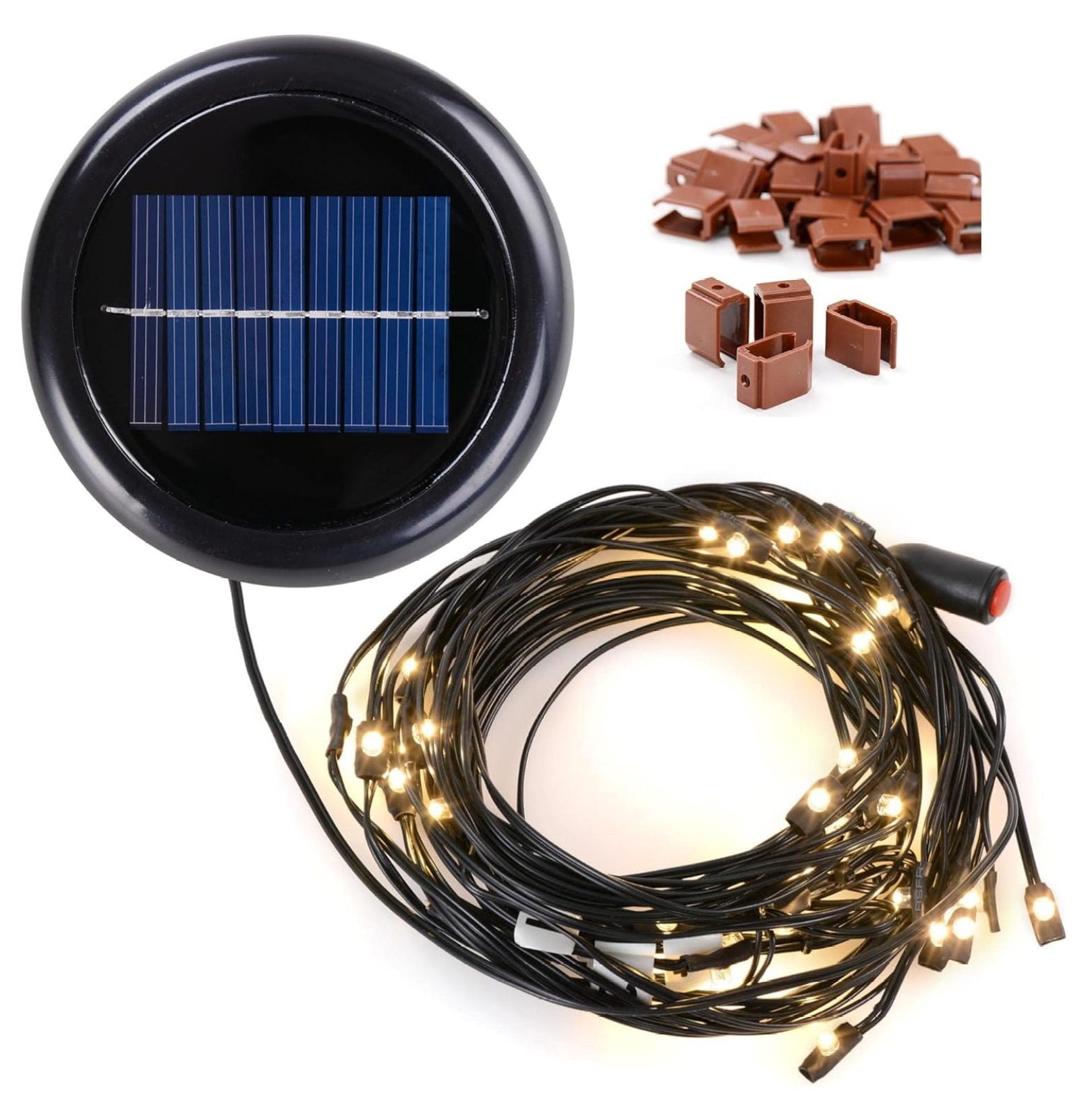 30 LED Solar String Light Warm White for 6-Rib 8 ft 9 ft Outdoor Patio ...