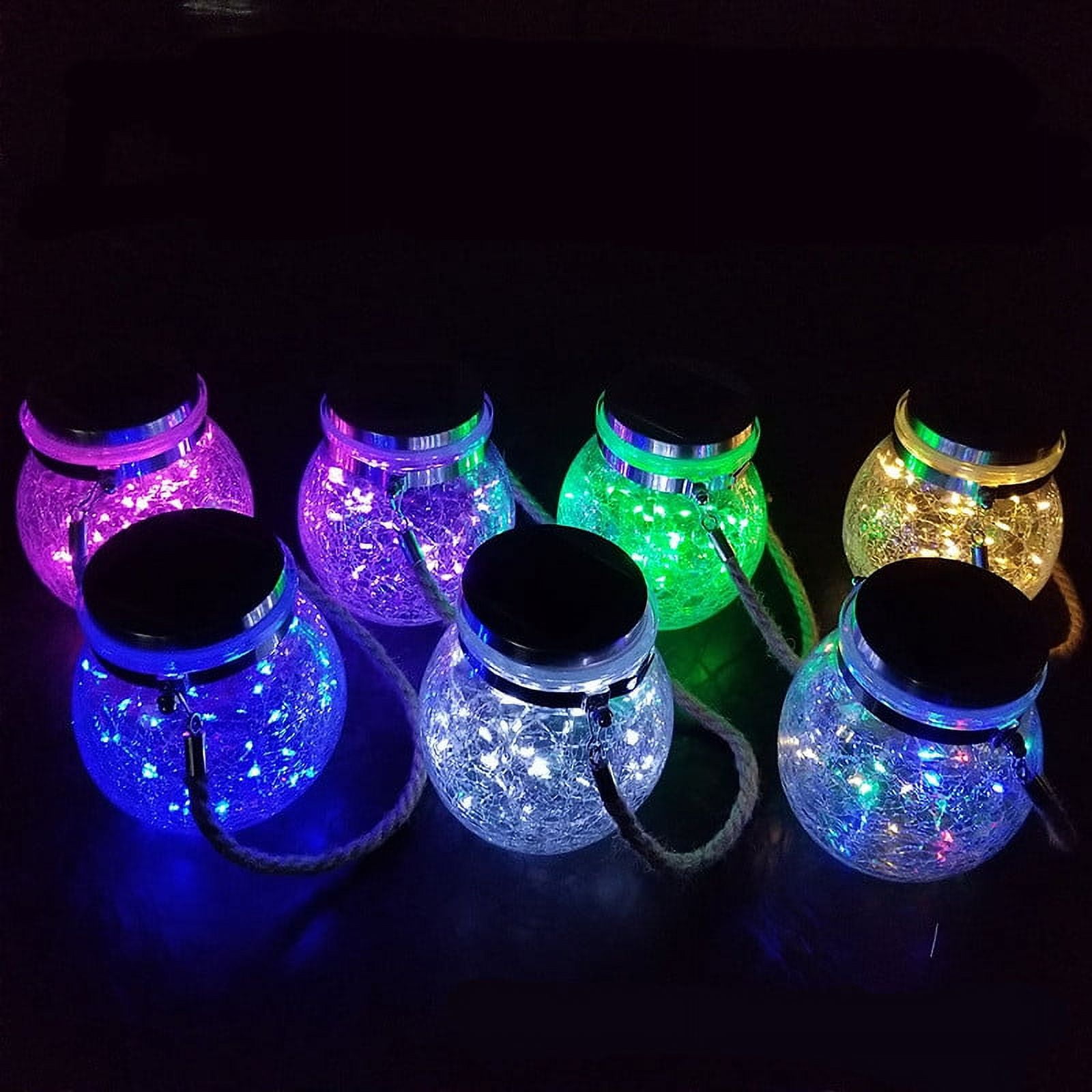 30 LEDs Solar Night Light Crack Ball Glass Jar Wishing Lamp Outdoor ...