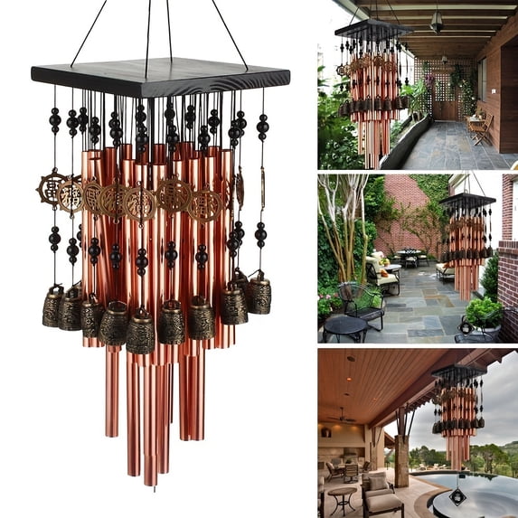 30" Large Metal Tube Wind Chime with 28 Tubes and 16 Copper Bells ...
