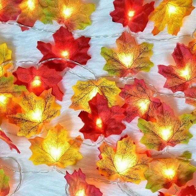 30 Led Maple Leaf Garland String Lights with Remote Control for Indoor ...