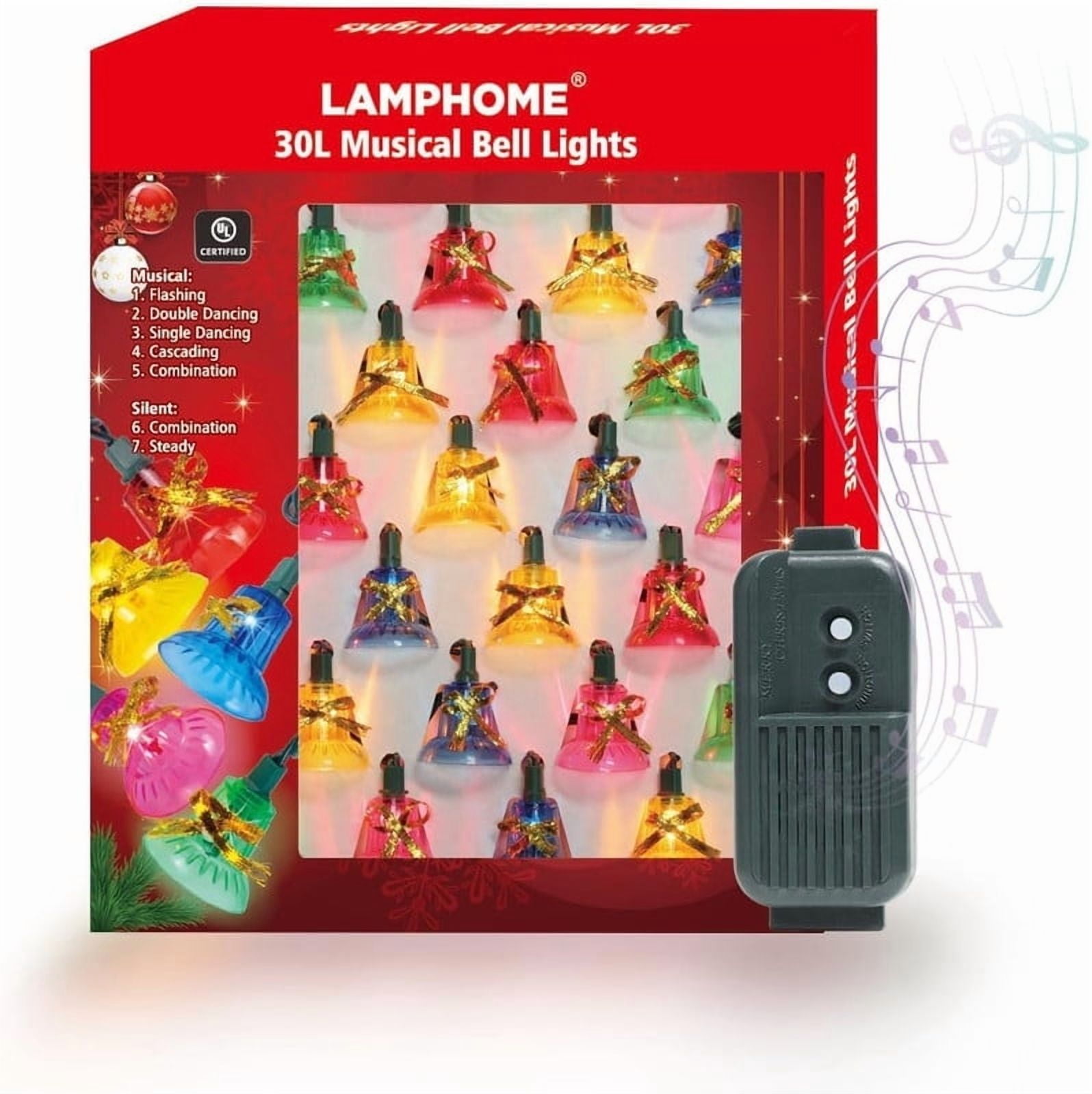 30 Lights Christmas Musical Bell String Lights, 25 Classical Holiday ...