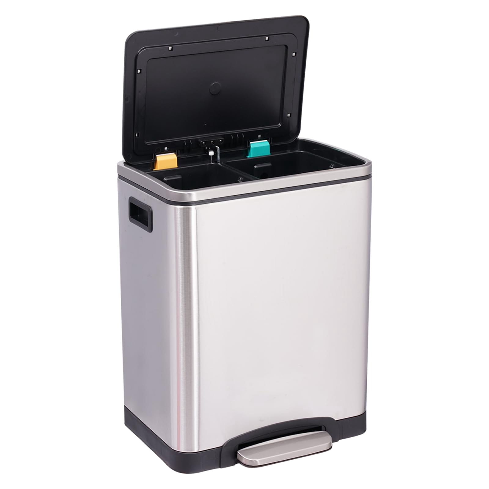 30 Liter/8 Gallon Dual Compartment Trash Can,Rectangle Stainless Steel ...