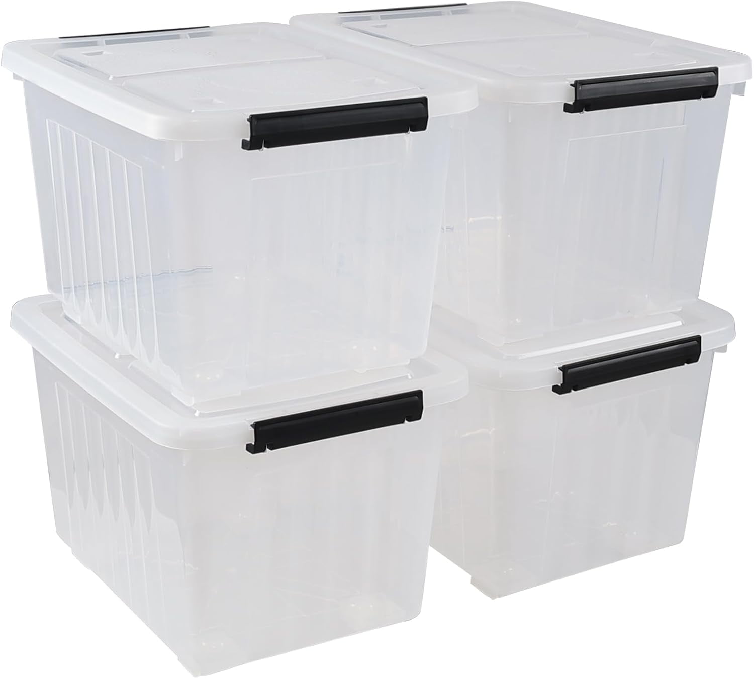 30 Liter Storage Bins with Wheels, 4 Packs, Plastic Lidded Organizer ...