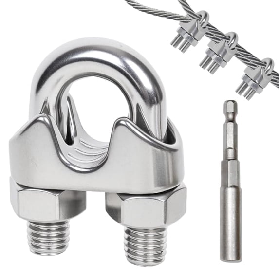 30 M5 Stainless Steel Wire Rope Cable Clamp Clips for Commercial ...