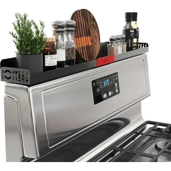 30" Magnetic Stove Top Shelf – Black Spice Rack with Red LOVE Design ...