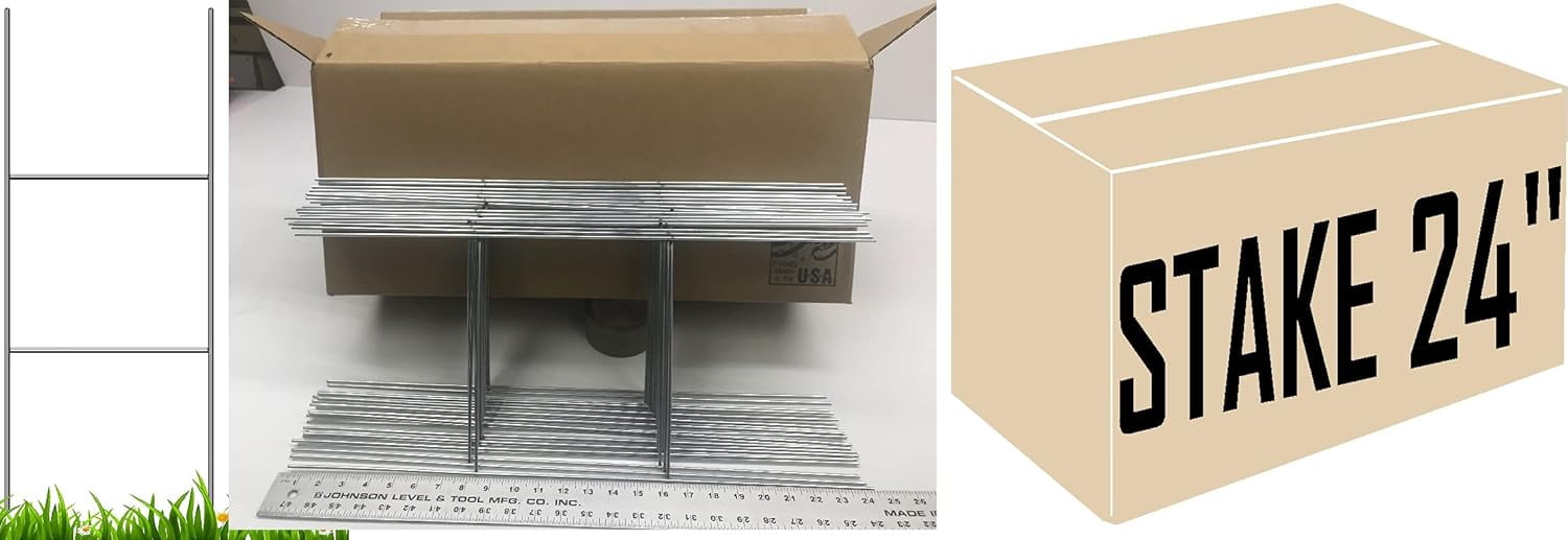 30 Metal Stake 10'' x24'' Double H-Frame X 9 Gauge Galvanized Wire ...