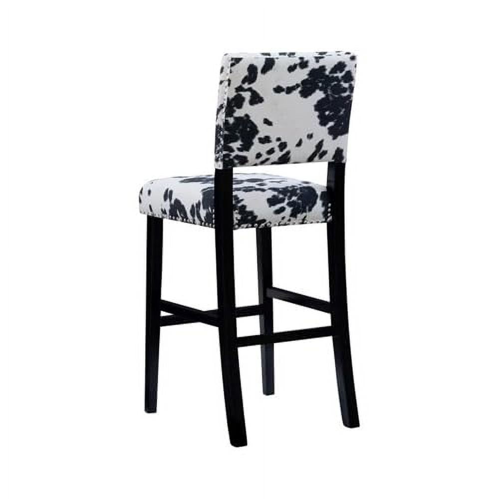 30" Microfiber & Wood Cow Print Bar Stool in Black/White - Walmart.com