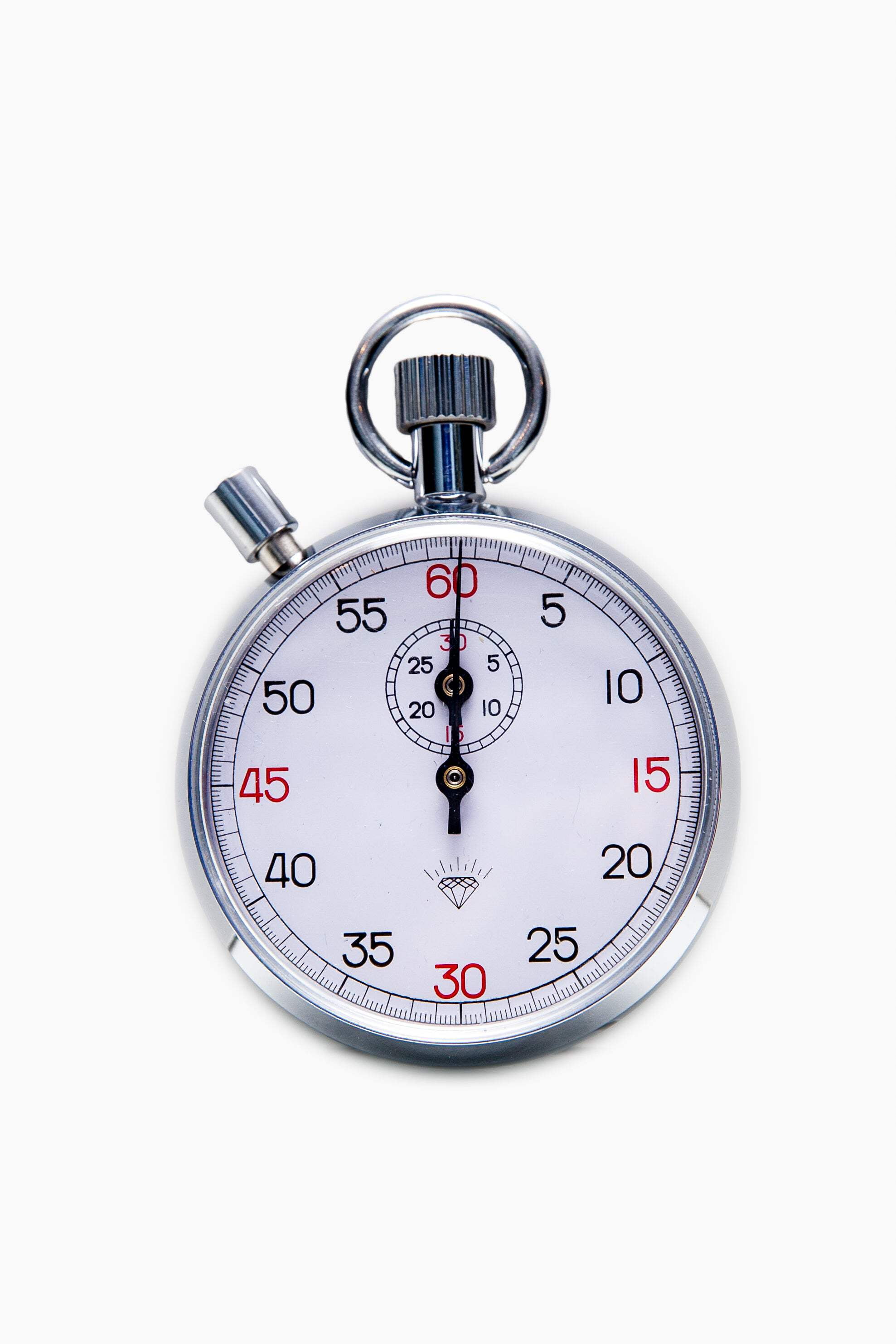 30 Minute "Diamond" Steel Mechanical Stopwatch With Reset Button ...