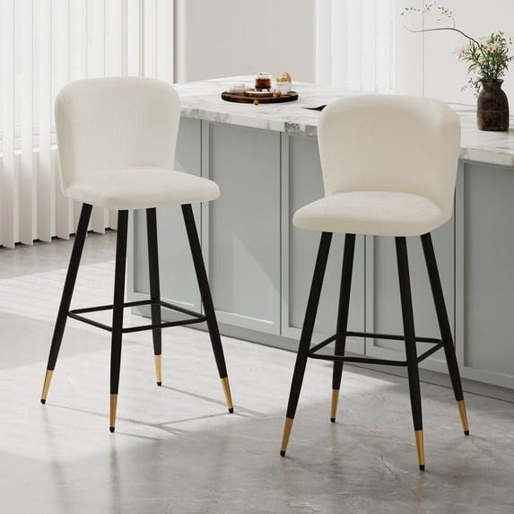 30" Modern Barstool in White and Gold - Tipped | Conforms to Back ...