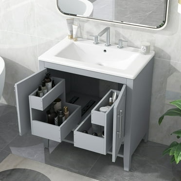 30 Inches Bathroom Vanity with Sink Combo Set and Soft-Close Doors ...