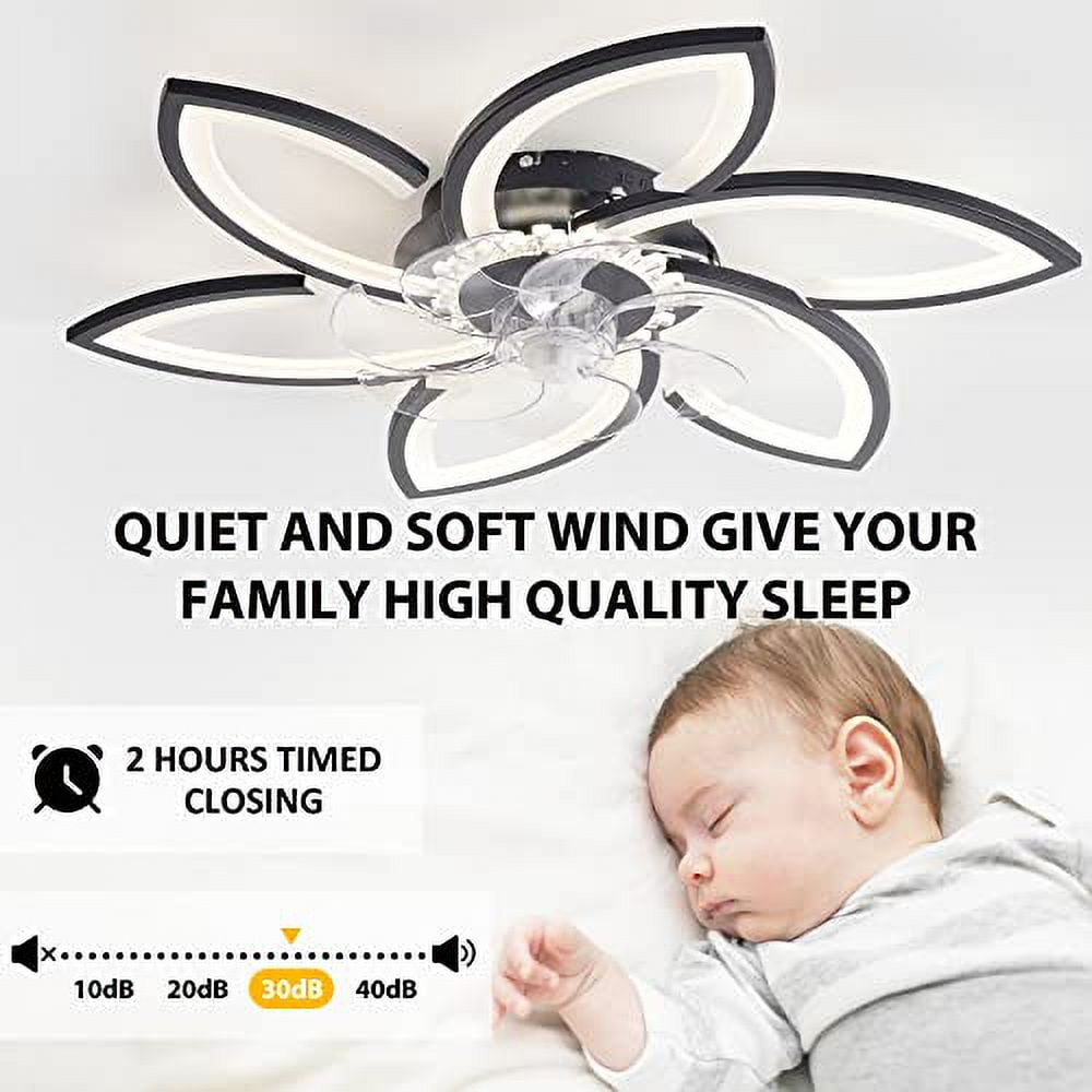 30" Modern Ceiling Fan with Lights Remote Control, Low Profile Ceiling ...