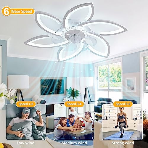 30" Modern Ceiling Fan with Lights Remote Control, Low Profile Ceiling ...