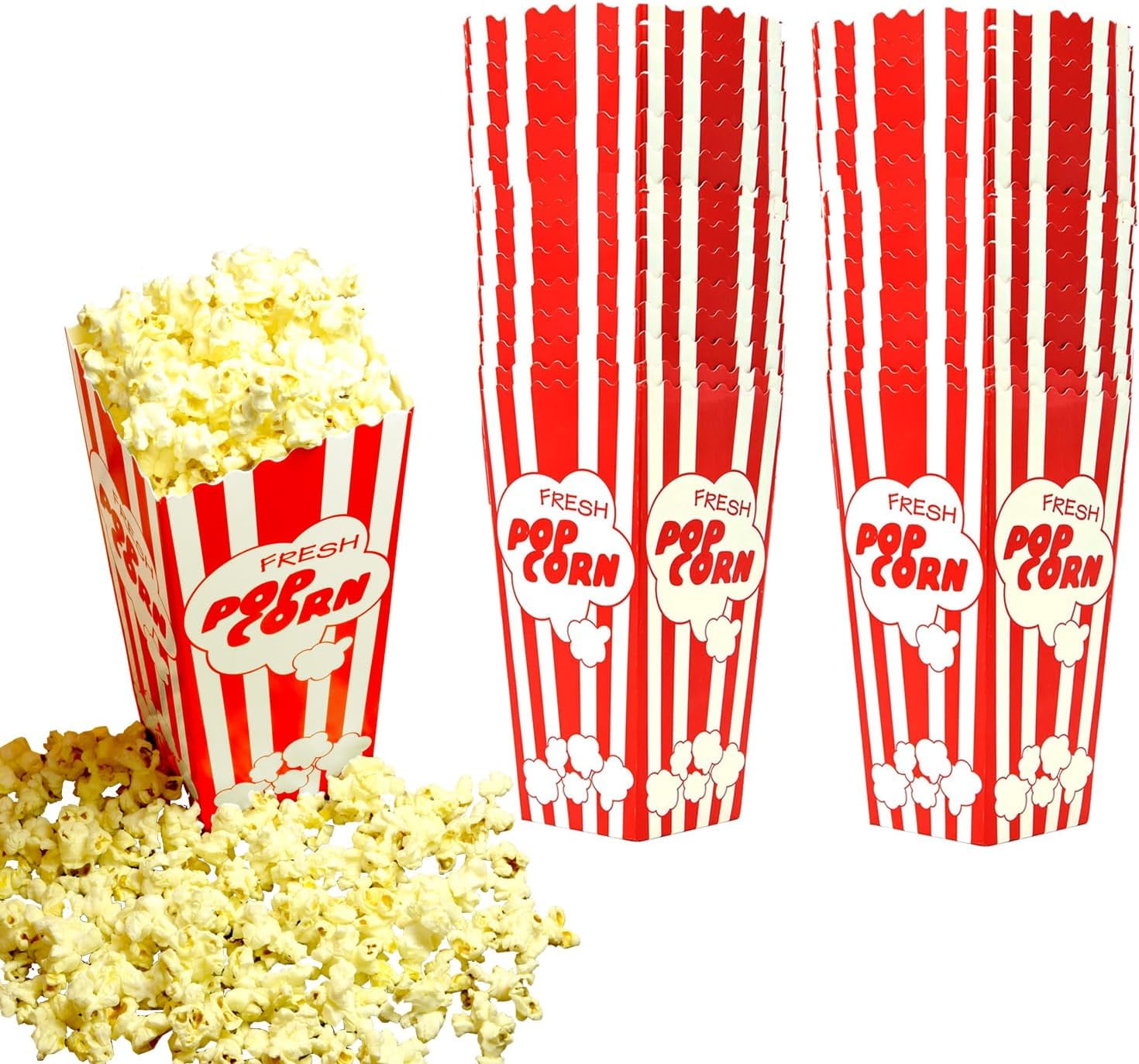 30 Movie Night Popcorn Paper Boxes Buckets 7.75 Inches Tall Large Box ...