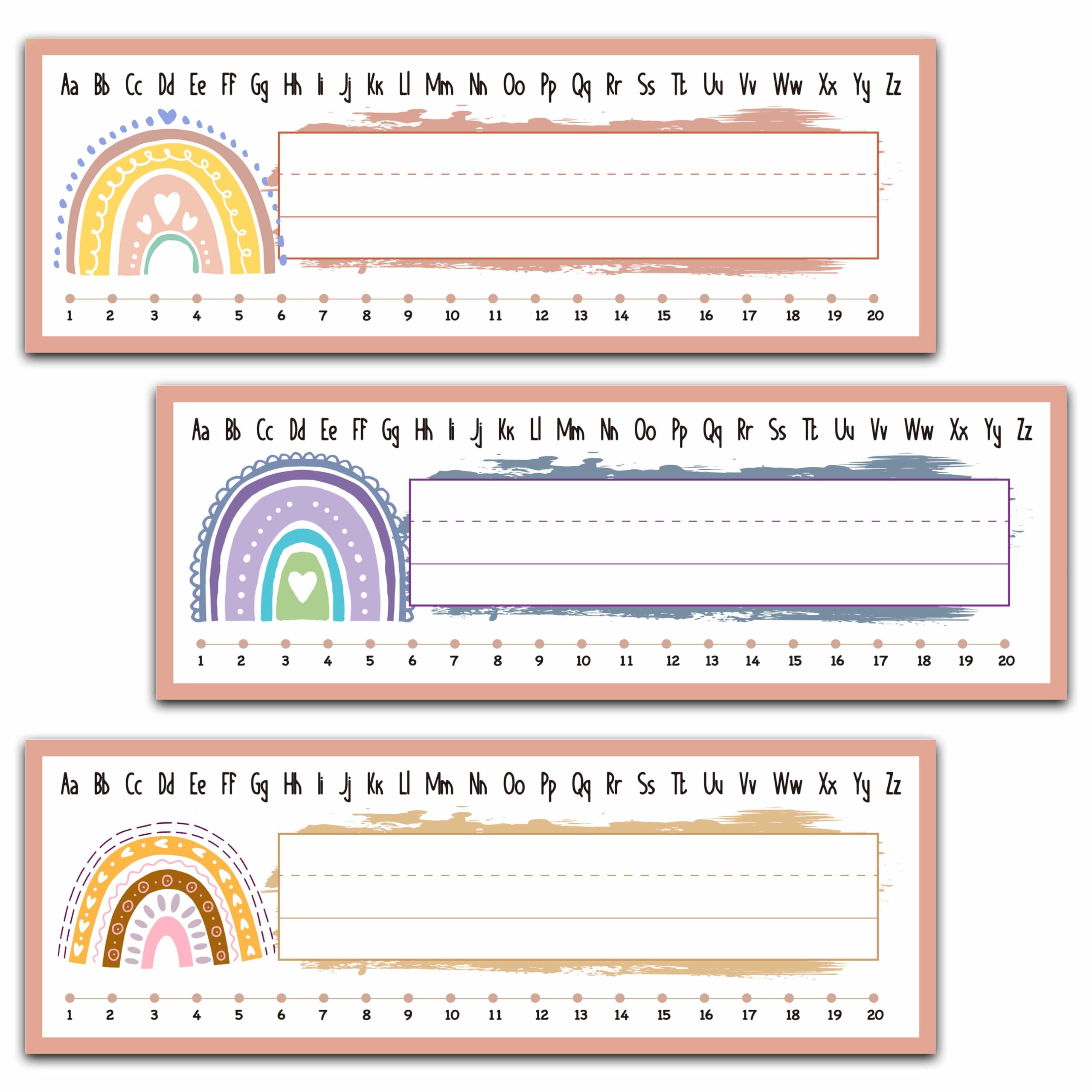 30 Name Tags for Classroom, Boho Rainbow Desk Name Tags, Students Name ...