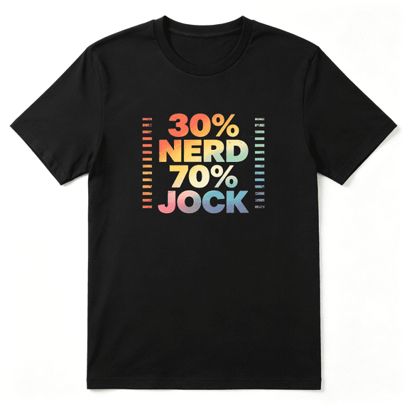 30% Nerd 70% Jock Vintage Graphic Tee for Men and Women, Humorous Party ...