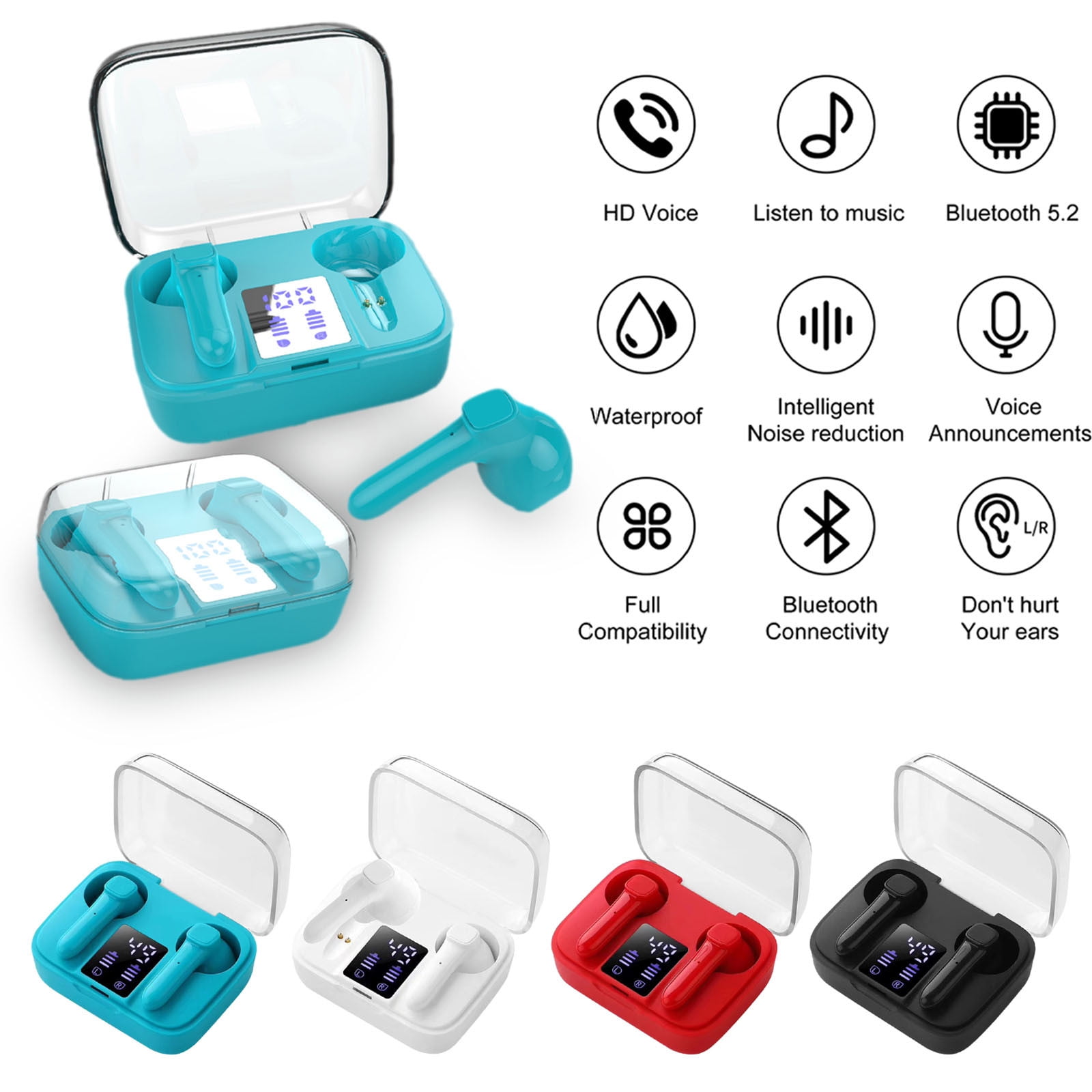 Up to 30% OFF, J60 Transparent Bluetooth Headset, Digital Display, Semi ...