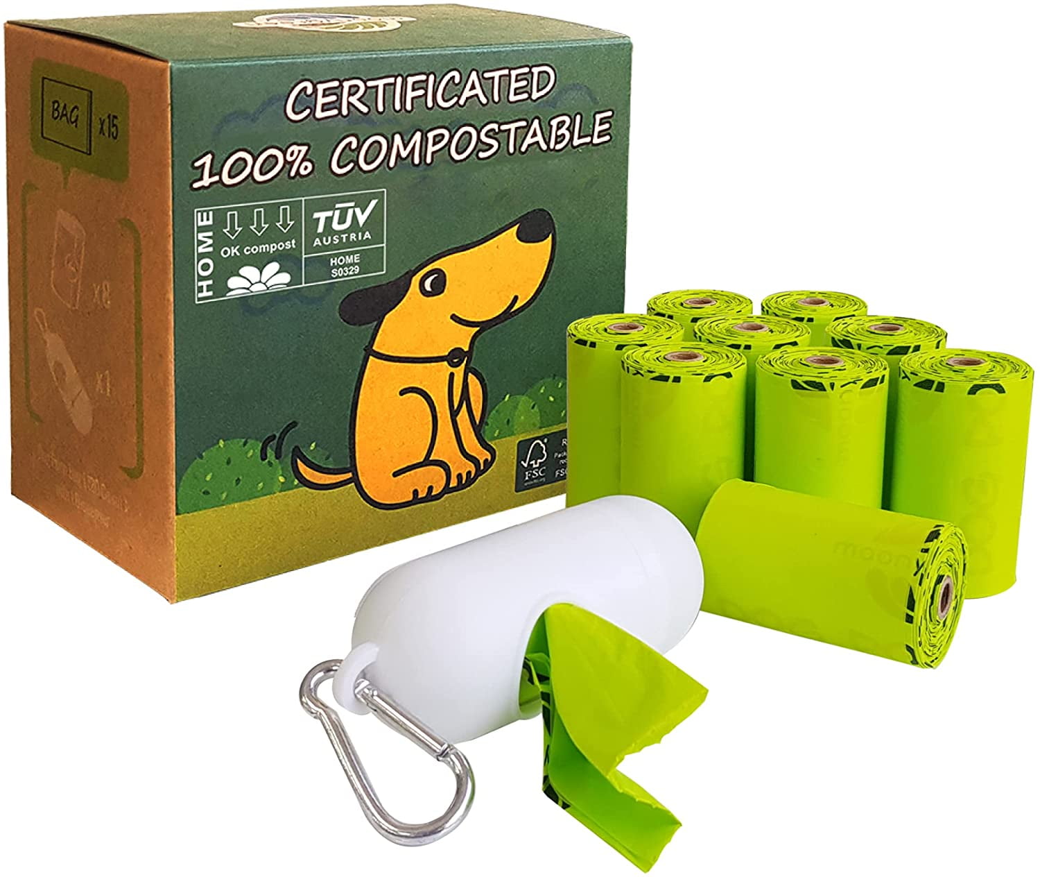[30% OFF NOW!!] MoonyGREEN Compostable Dog Poop Bag with Dispenser ...