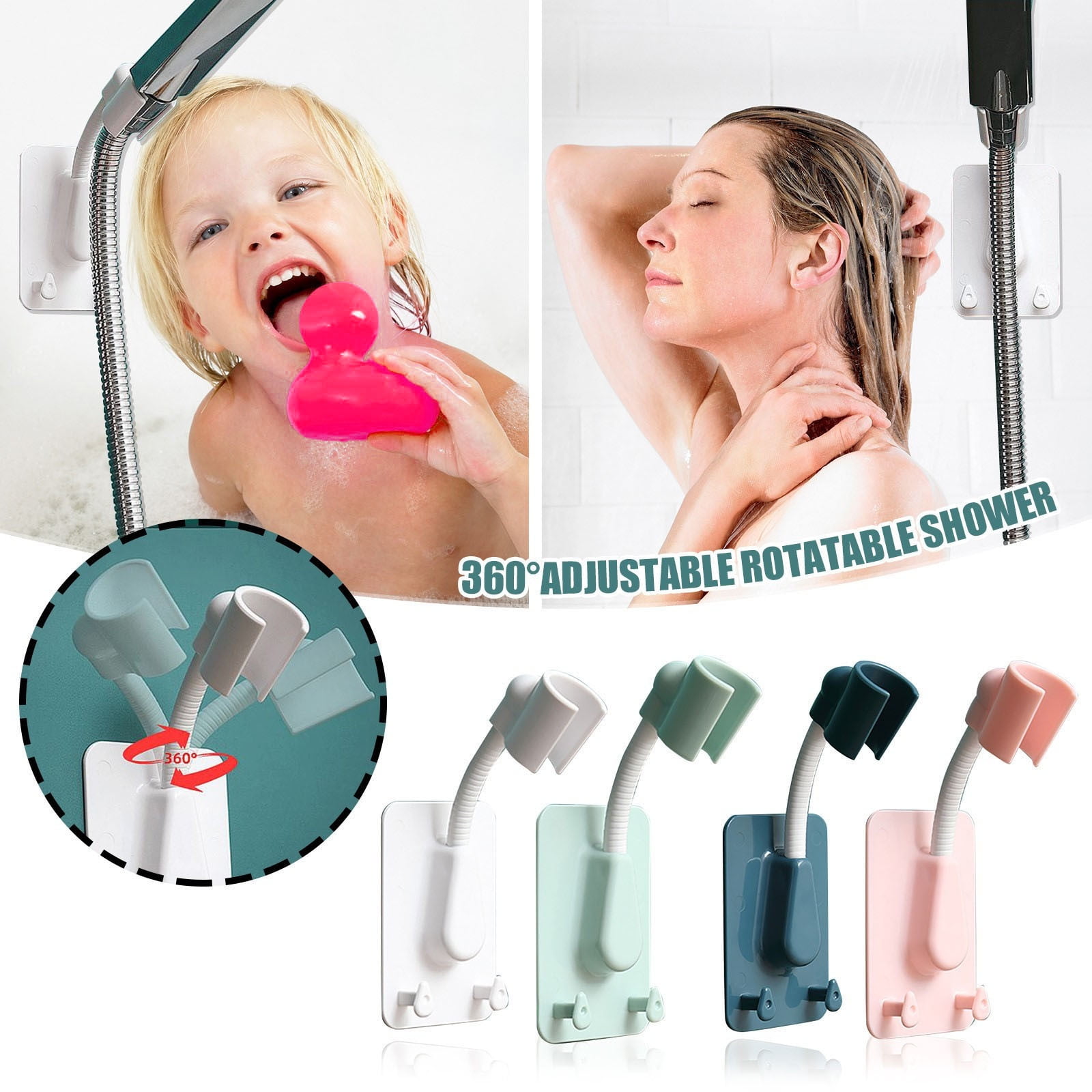 Waterproof Shower Bracket, No Drill Mount, Wall-hanging Head, Minors ...