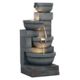 30" Outdoor Waterfall Fountain with LED Lights, 4-Tier Resin Cascading ...