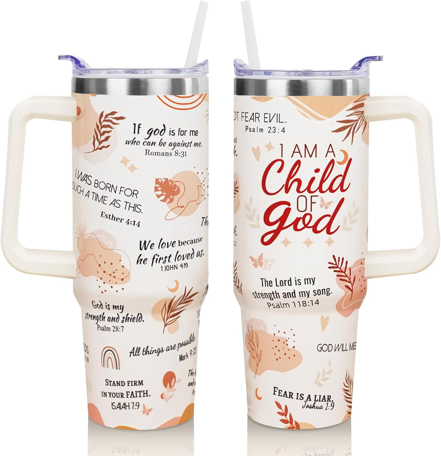 30 Oz Christian Tumbler with Handle and Straw Christian Coffee Travel ...