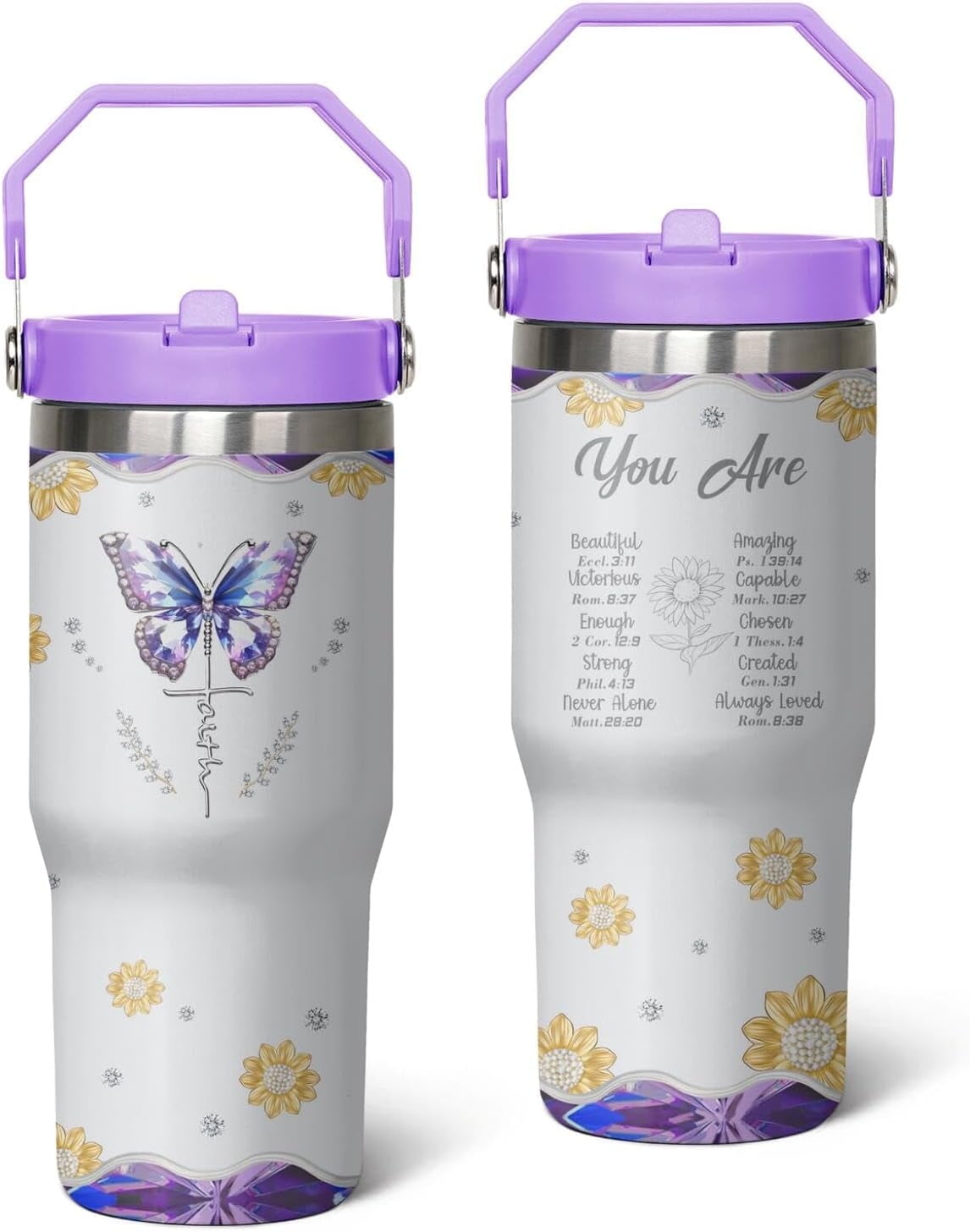 30 Oz Christian Tumbler with Handle and Straw, Double Wall Coffee ...