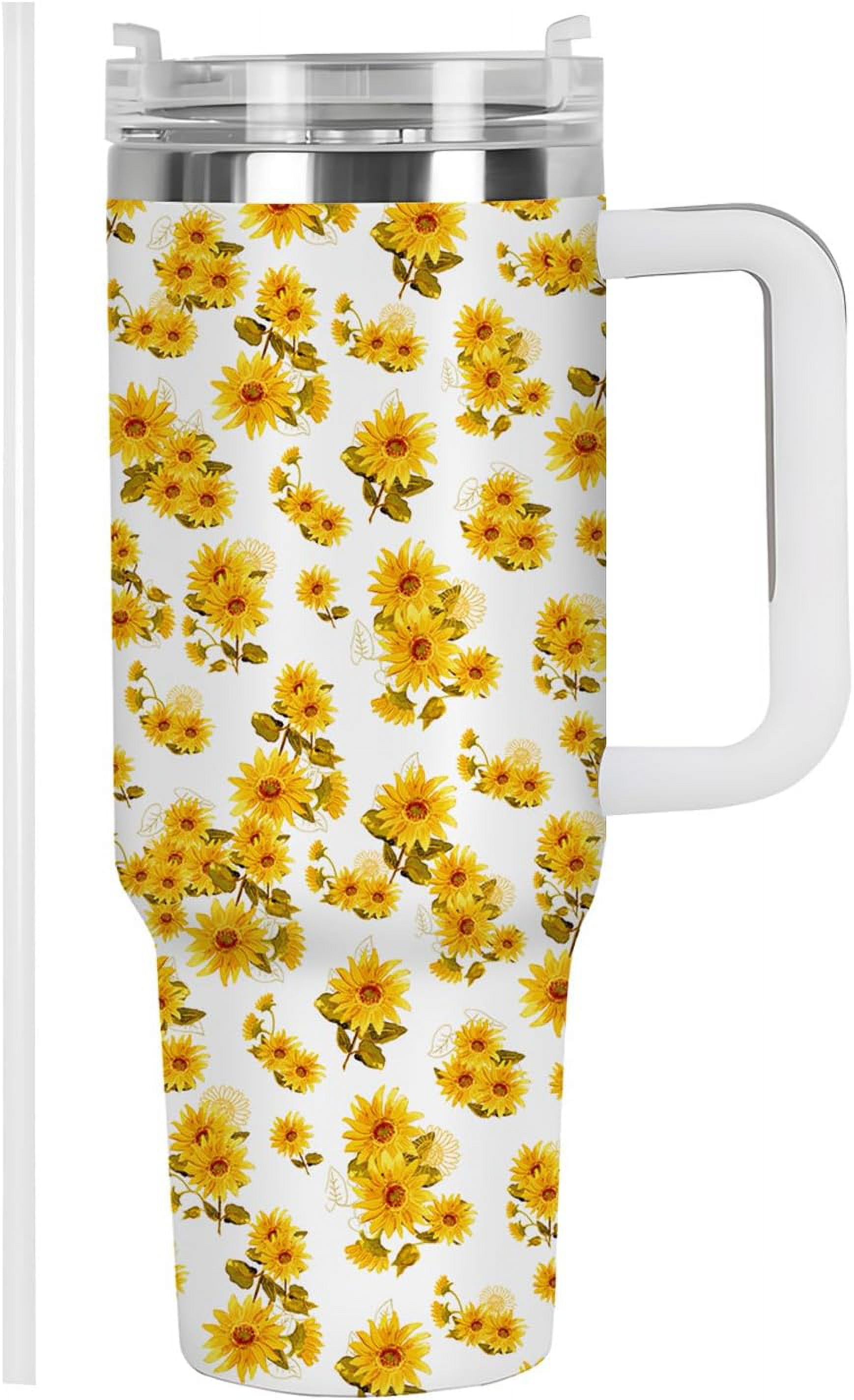 30 Oz Daisy Insulated Tumbler For Women with Handle and Straw Lid Leak ...