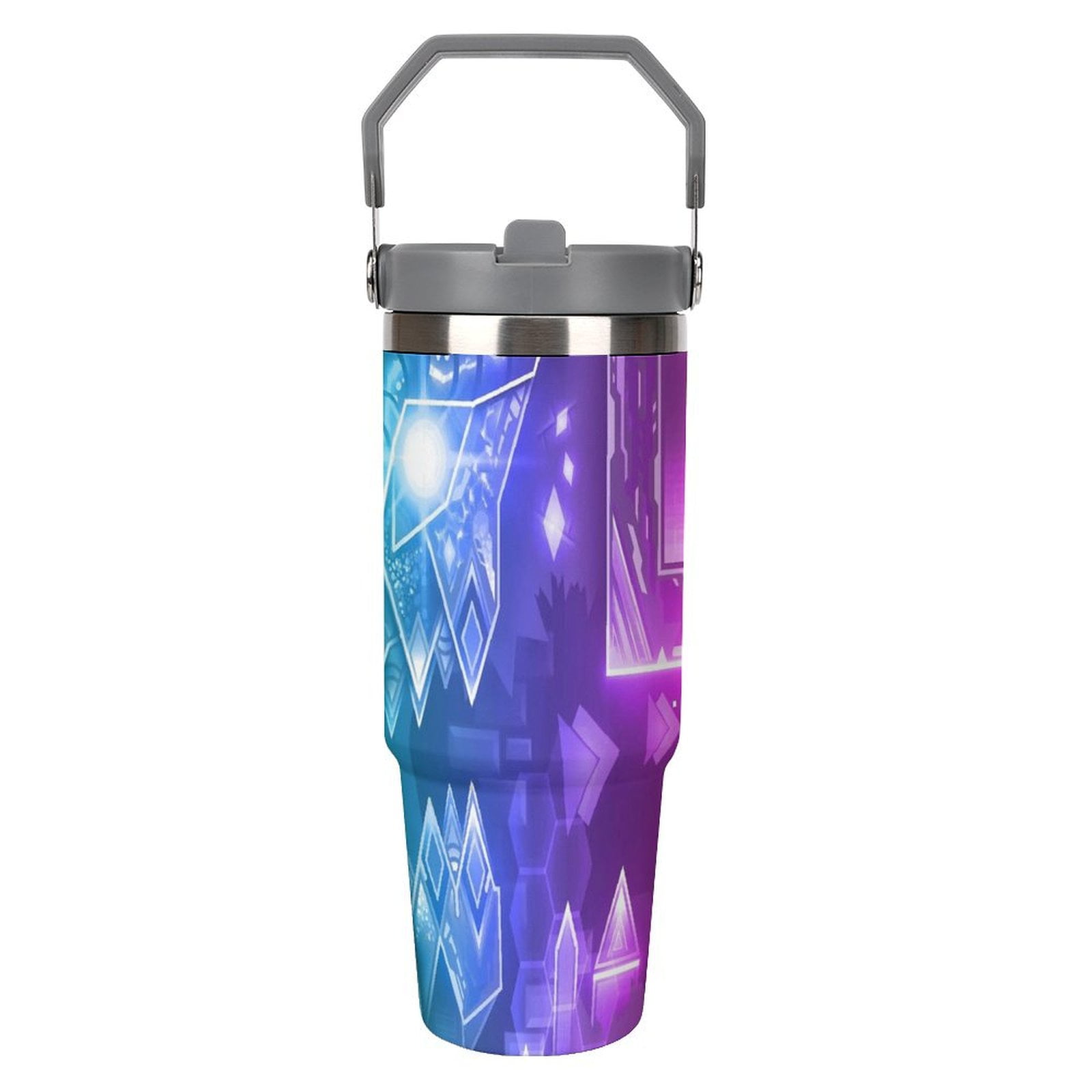 30 Oz Geometry Dash Water Bottle Tumbler with Lid And Straw Car Cup ...