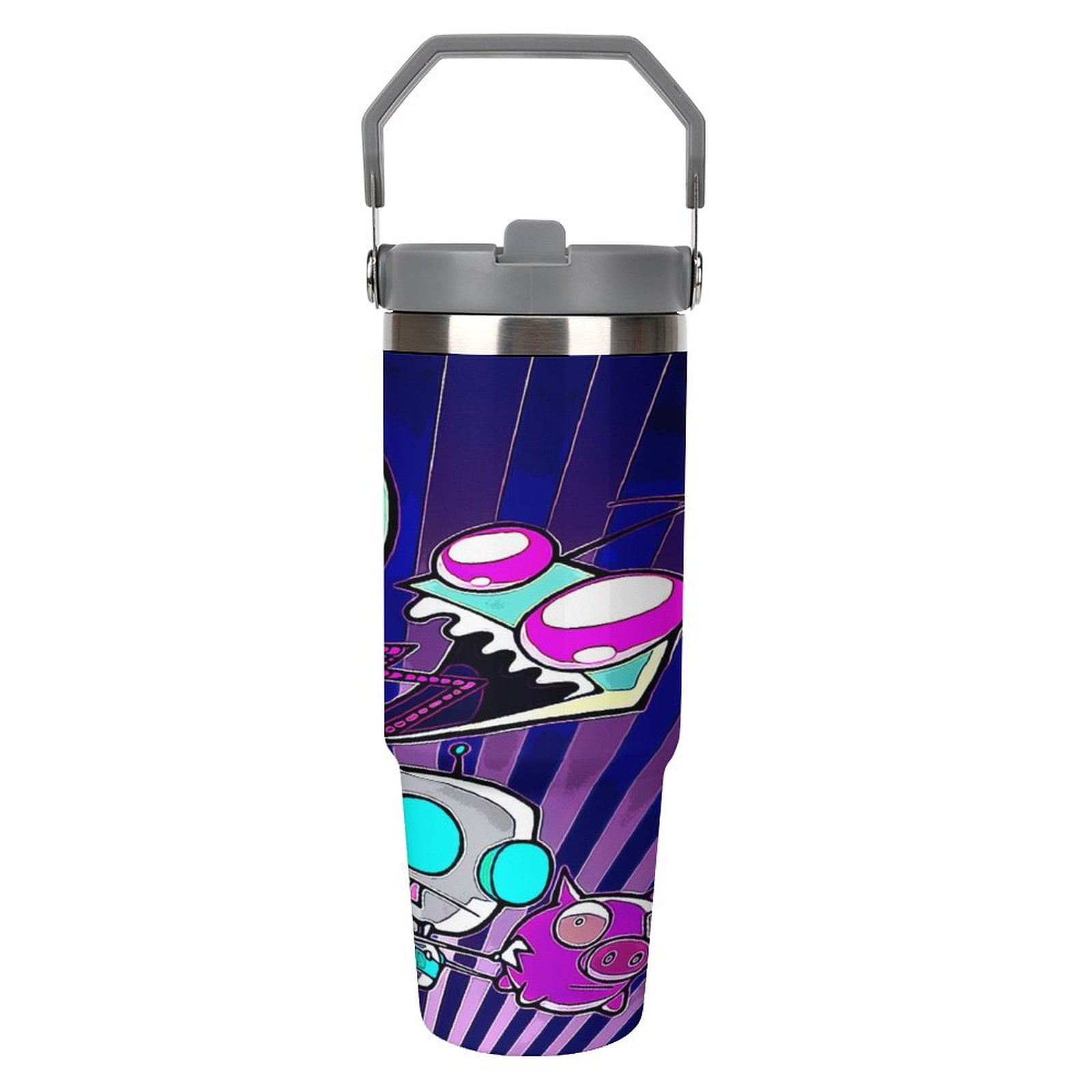 30 Oz Invader Zim Water Bottle Tumbler with Lid And Straw Car Cup ...