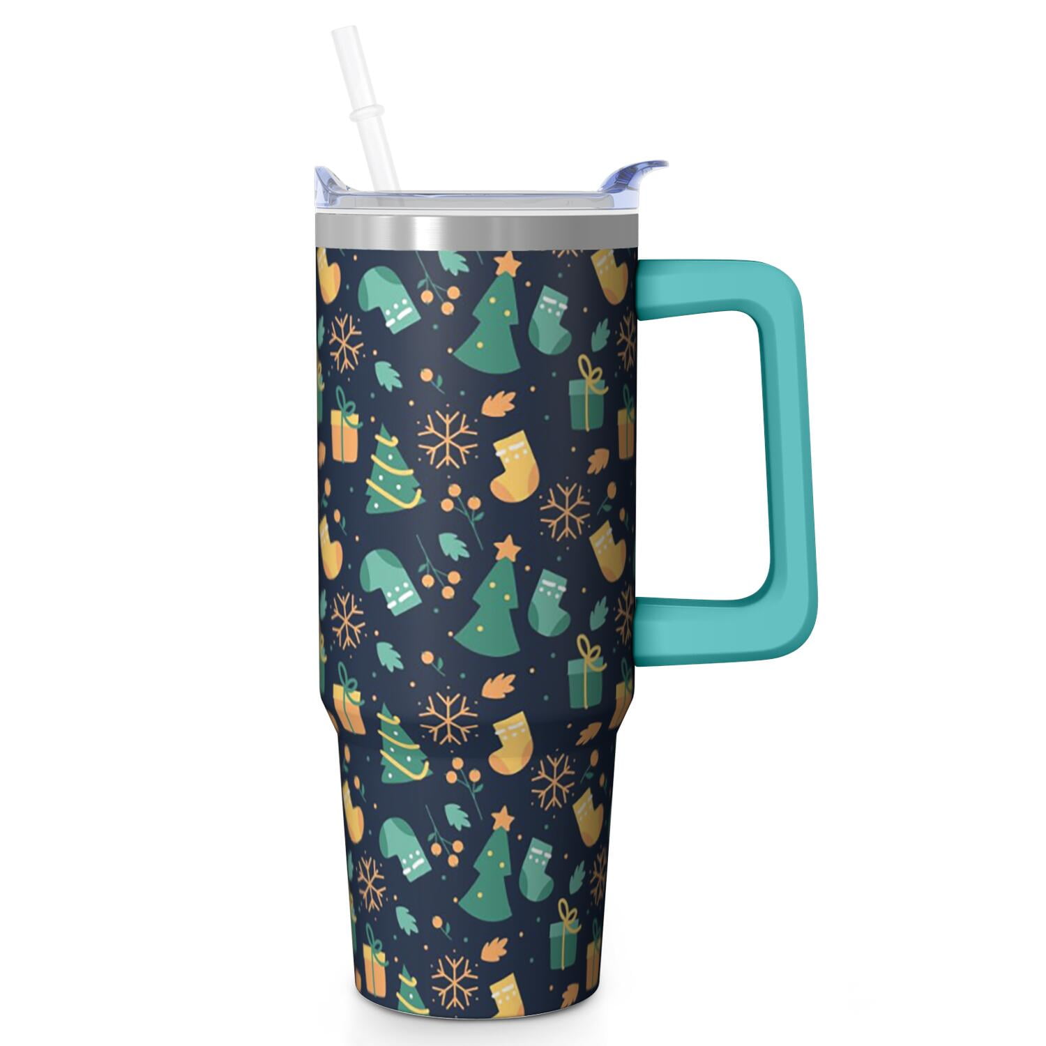 30 Oz Winter Holiday Snowflake Tumbler With Handle, Coffee Travel Cup ...