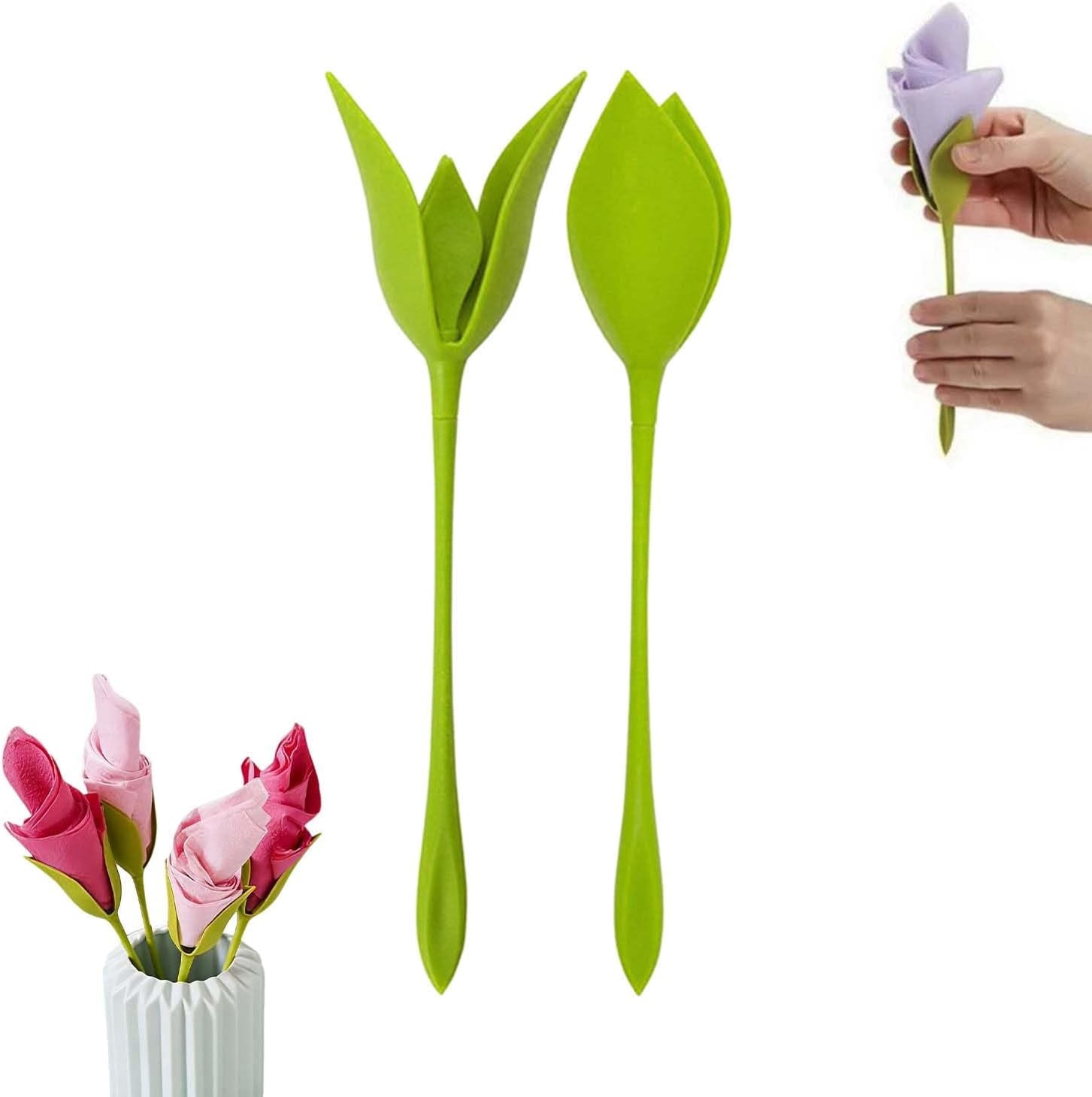30 PACK Flower Stem Napkin Holder -Tulip Napkin Holder and Rose Stem ...