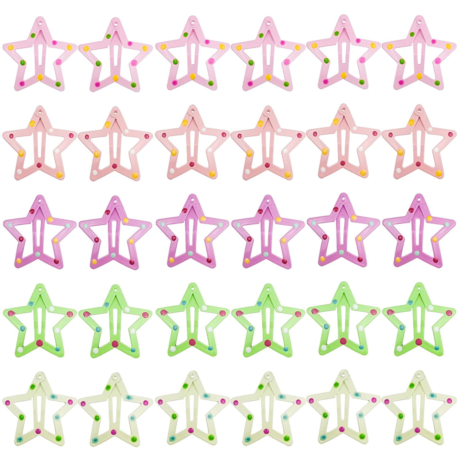 30 PACK Star Snap Hair Clips Non-slip Toddlers Colorful Cute Lovely ...