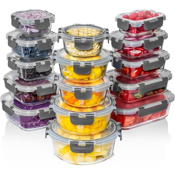 30 PC Glass Food Storage Containers with Lids - Reusable Airtight ...