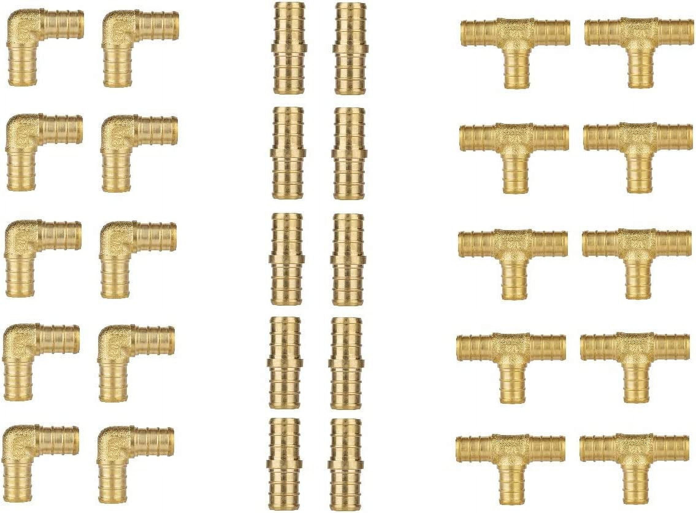 30 PCS 1/2" Brass PEX Fittings 10 Each Elbow, TEE, Couple Reducer ...