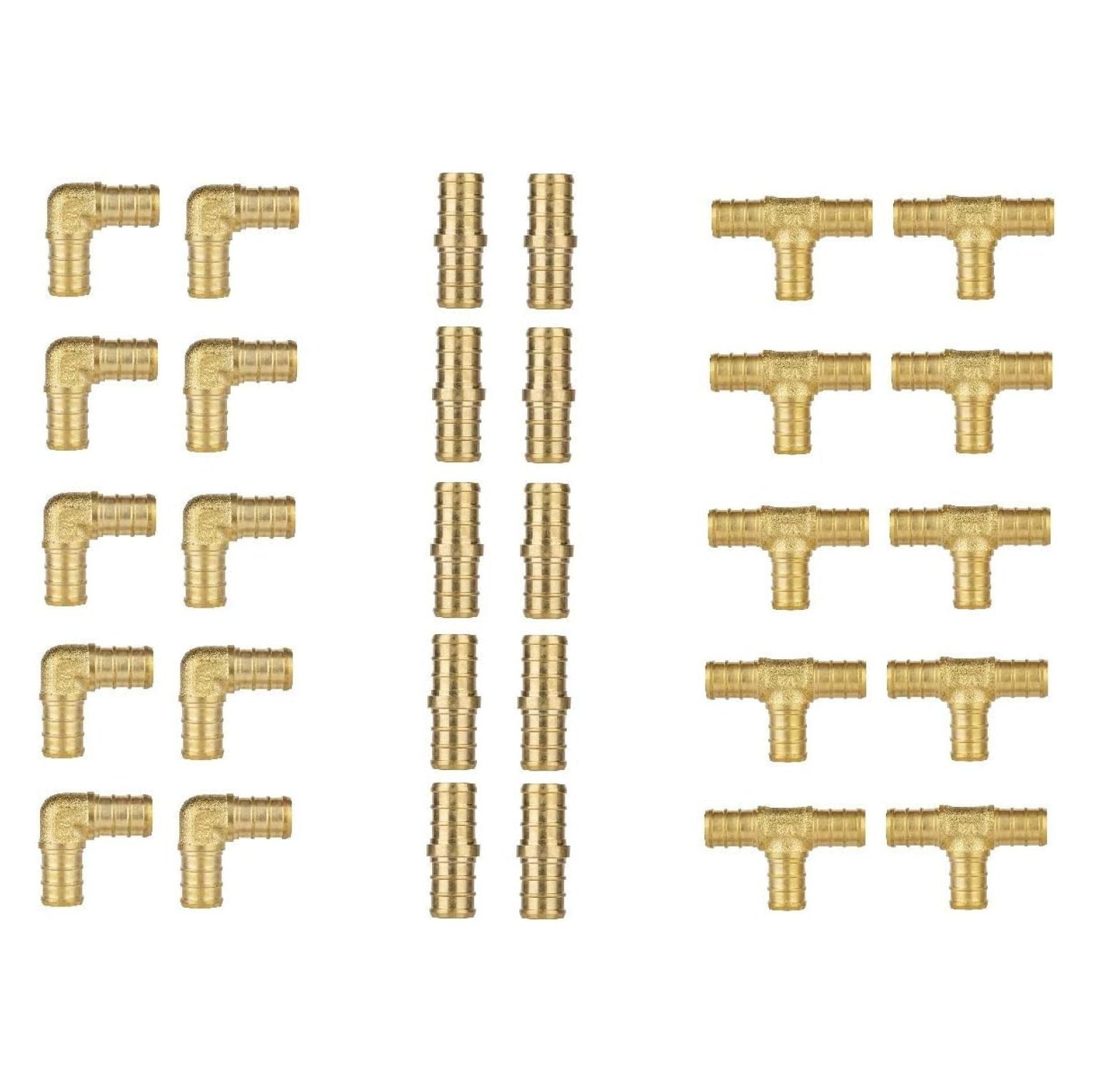 30 PCS 1/2" Brass PEX Fittings 10 Each Elbow, TEE, Couple Reducer - Walmart.com