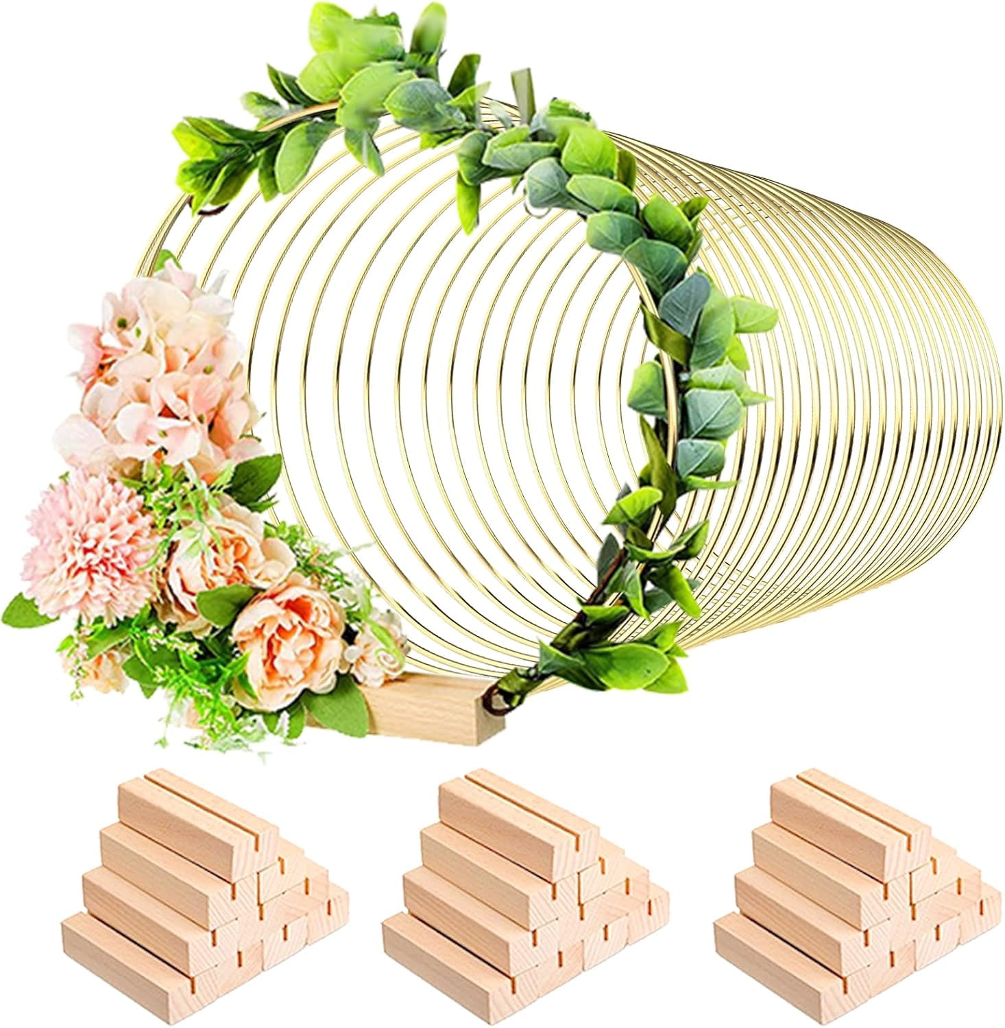 30 PCS 12 Inch Metal Floral Hoop Centerpiece with Stand,Metal Macrame ...