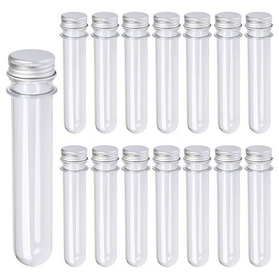30 PCS 40ML Plastic Test Tubes with Screw Caps Reusable Transparent ...