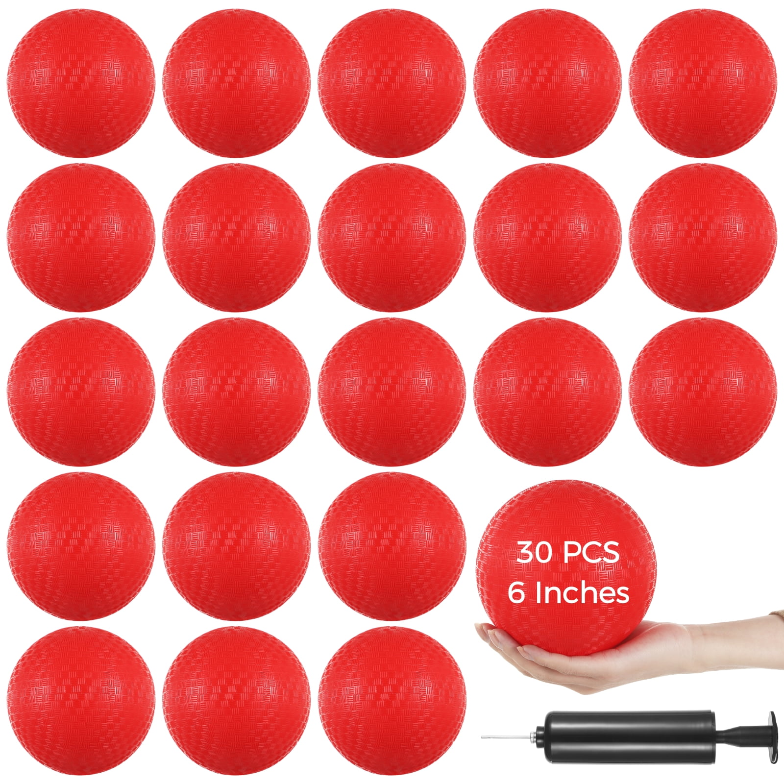 30 PCS 6 Inches Dodge Balls, Red Inflatable Balls with Manual Pump, Non ...