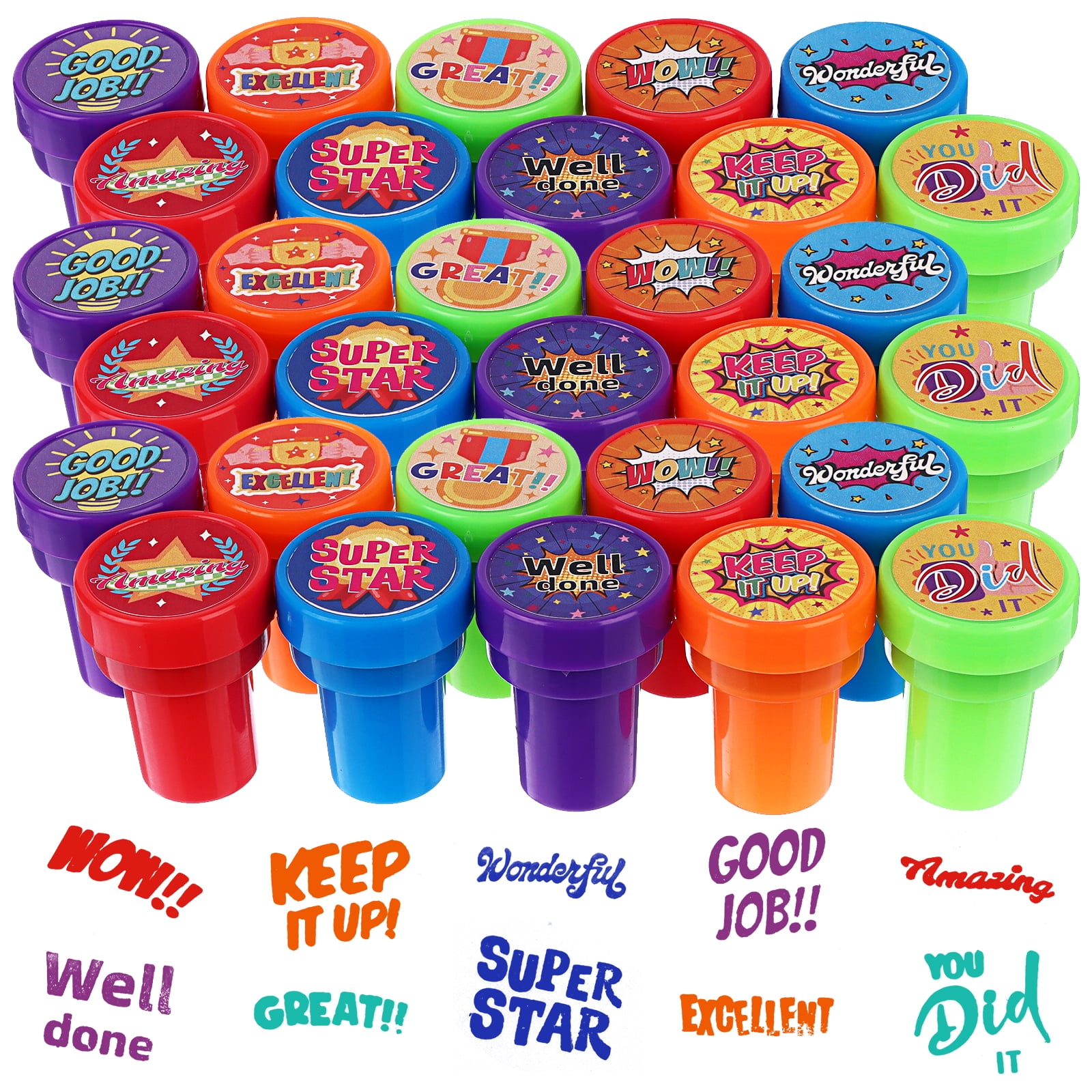 30 PCS Assorted Stamps For Kids Teacher Stamp Self Inking Rubber Stamps ...