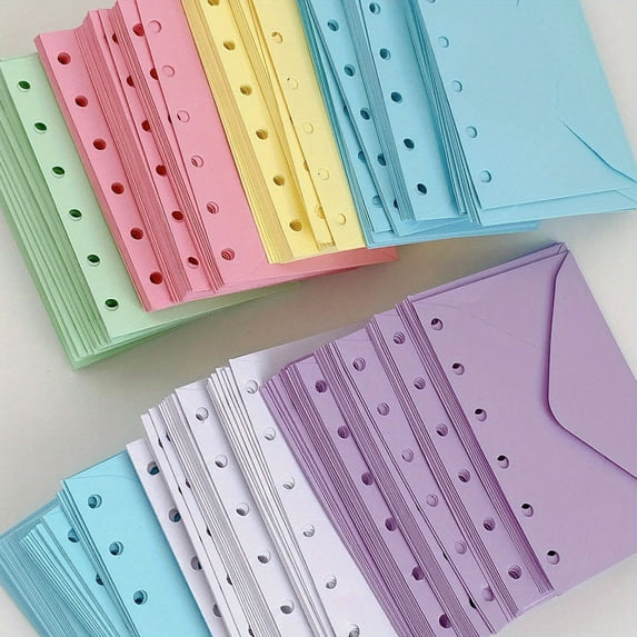 30 PCS Cash Envelopes 6-Hole Money Envelopes A7 Binder Budget Envelopes ...