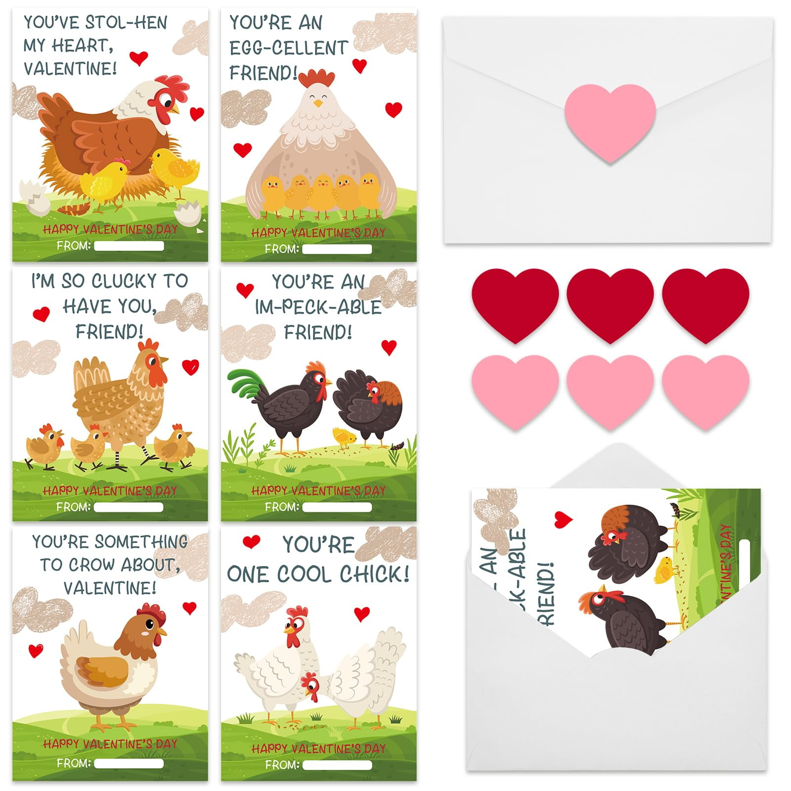 30 PCS Chickens Valentines Day Cards for Kids Chickens Valentine ...
