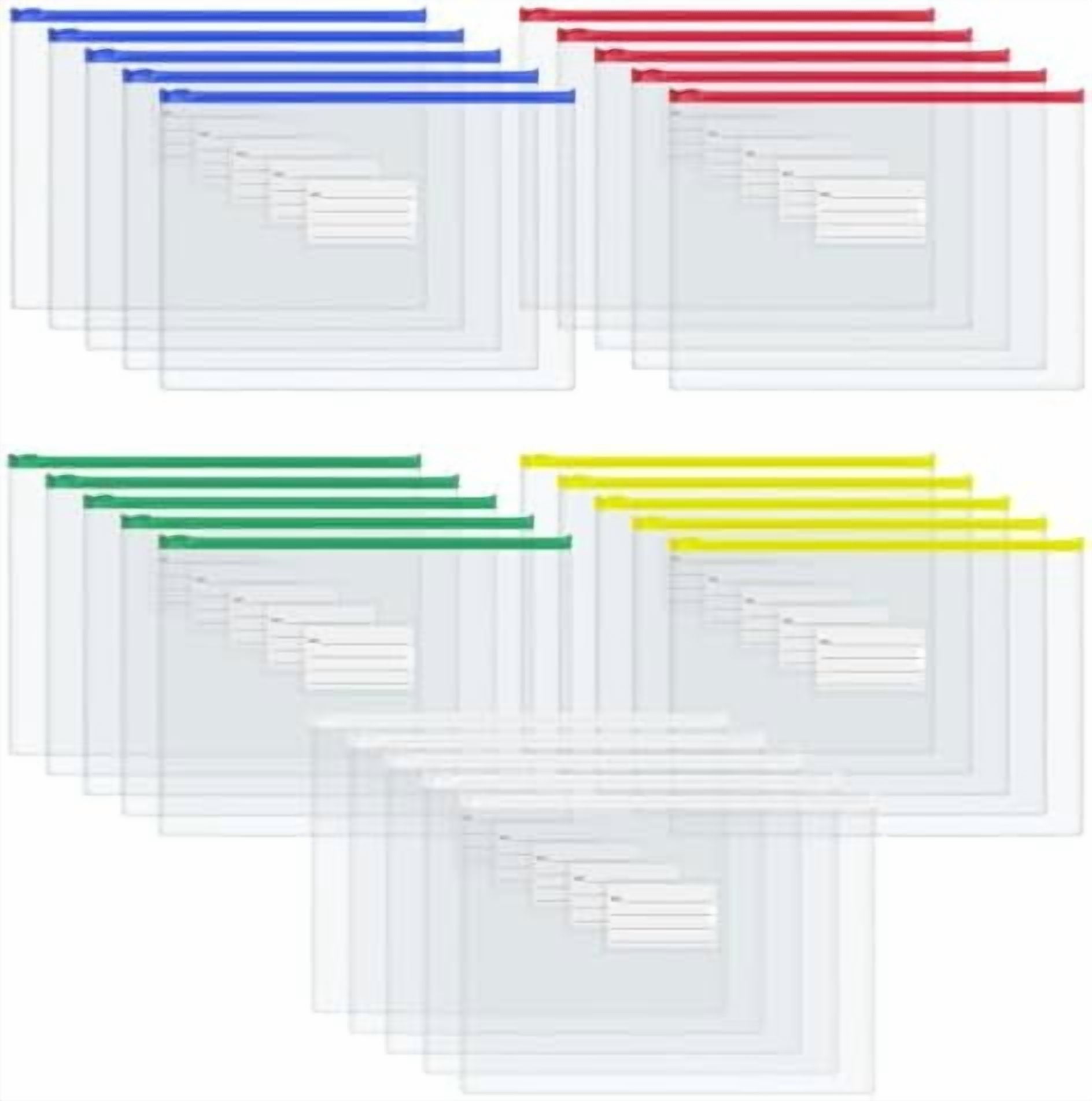 30 PCS Clear Zipper Pouches, Poly Zip Envelopes, Plastic Zipper Folders ...