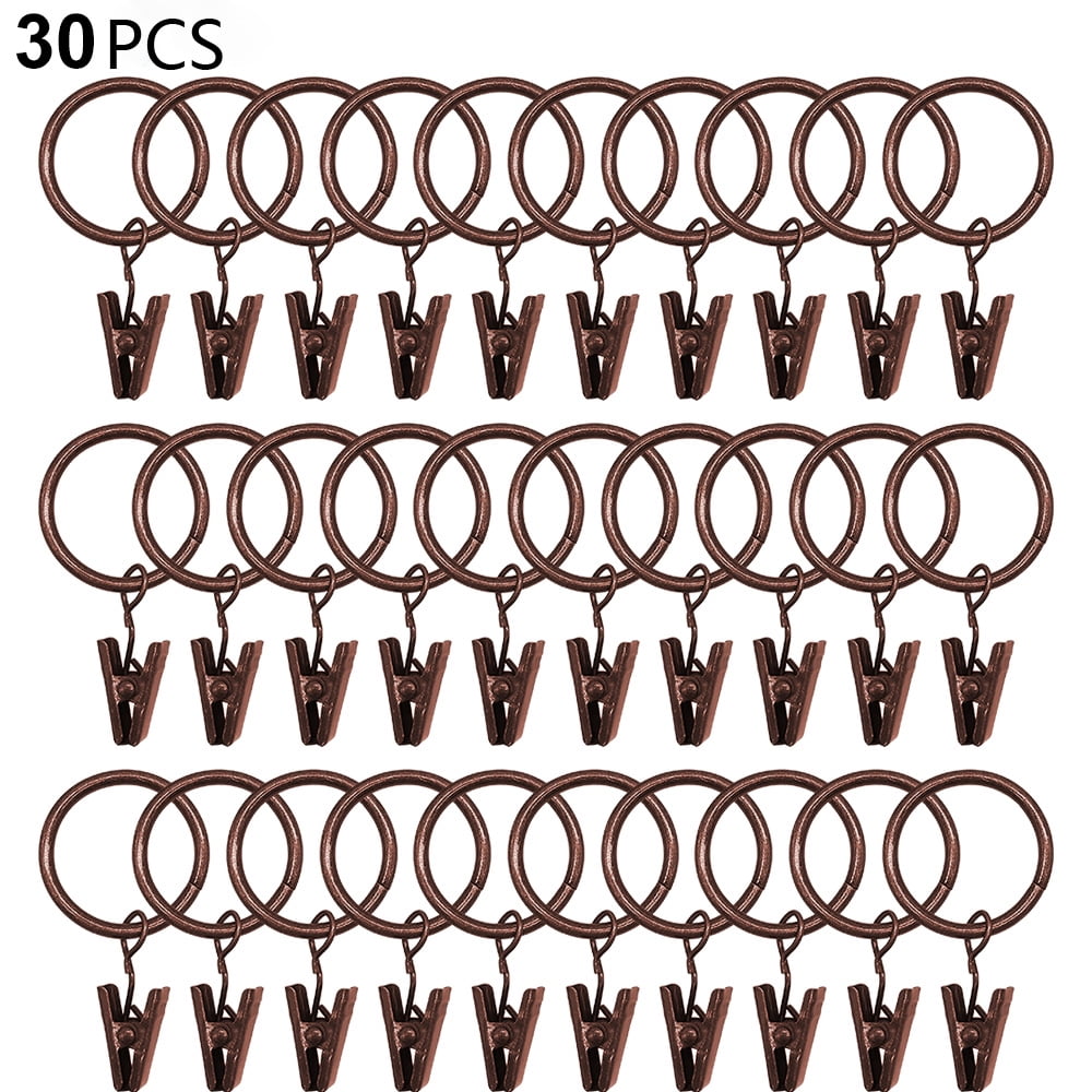 30 PCS Curtain Rings with Clips, SDrapery Clips Hooks on Tension Rod ...