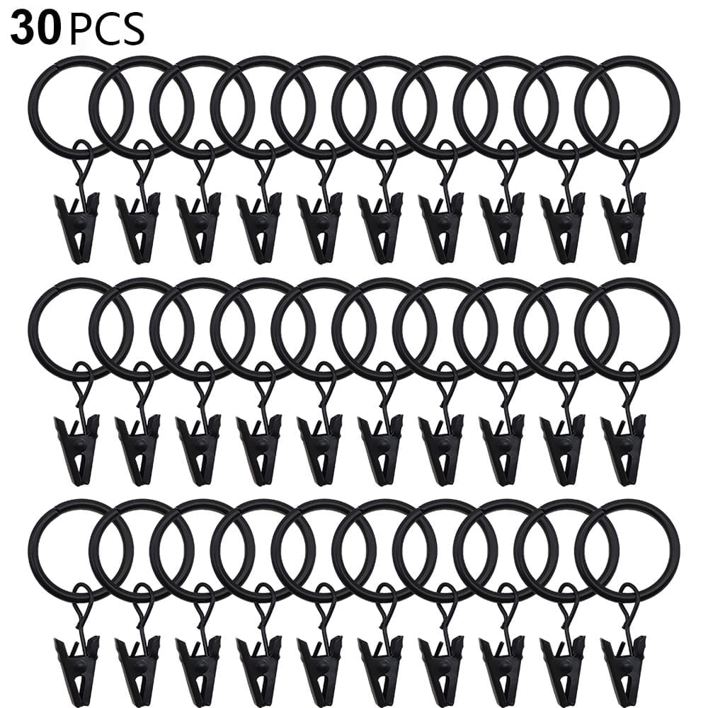 30 PCS Curtain Rings with Clips, Strong Drapery Clips Hooks on Tension ...