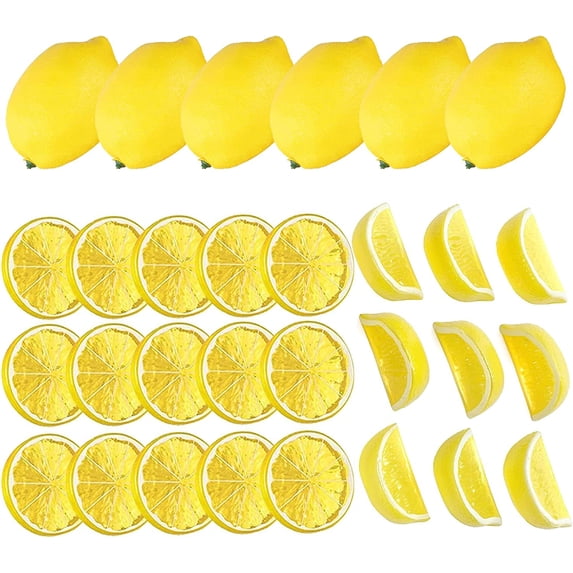 30 PCS Fake Lemons - 3 Sizes of Artificial Simulation Lemons, Realistic ...