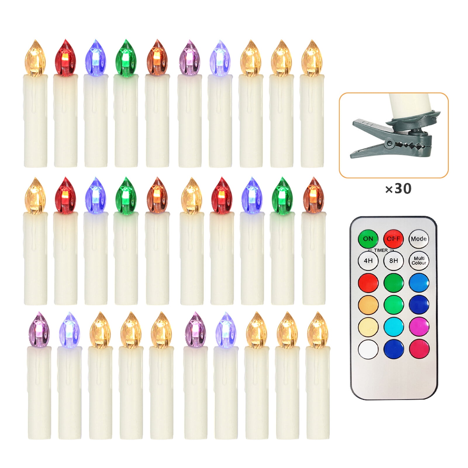 30 PCS Flameless Candles with Remote Control Realistic Color Changing ...