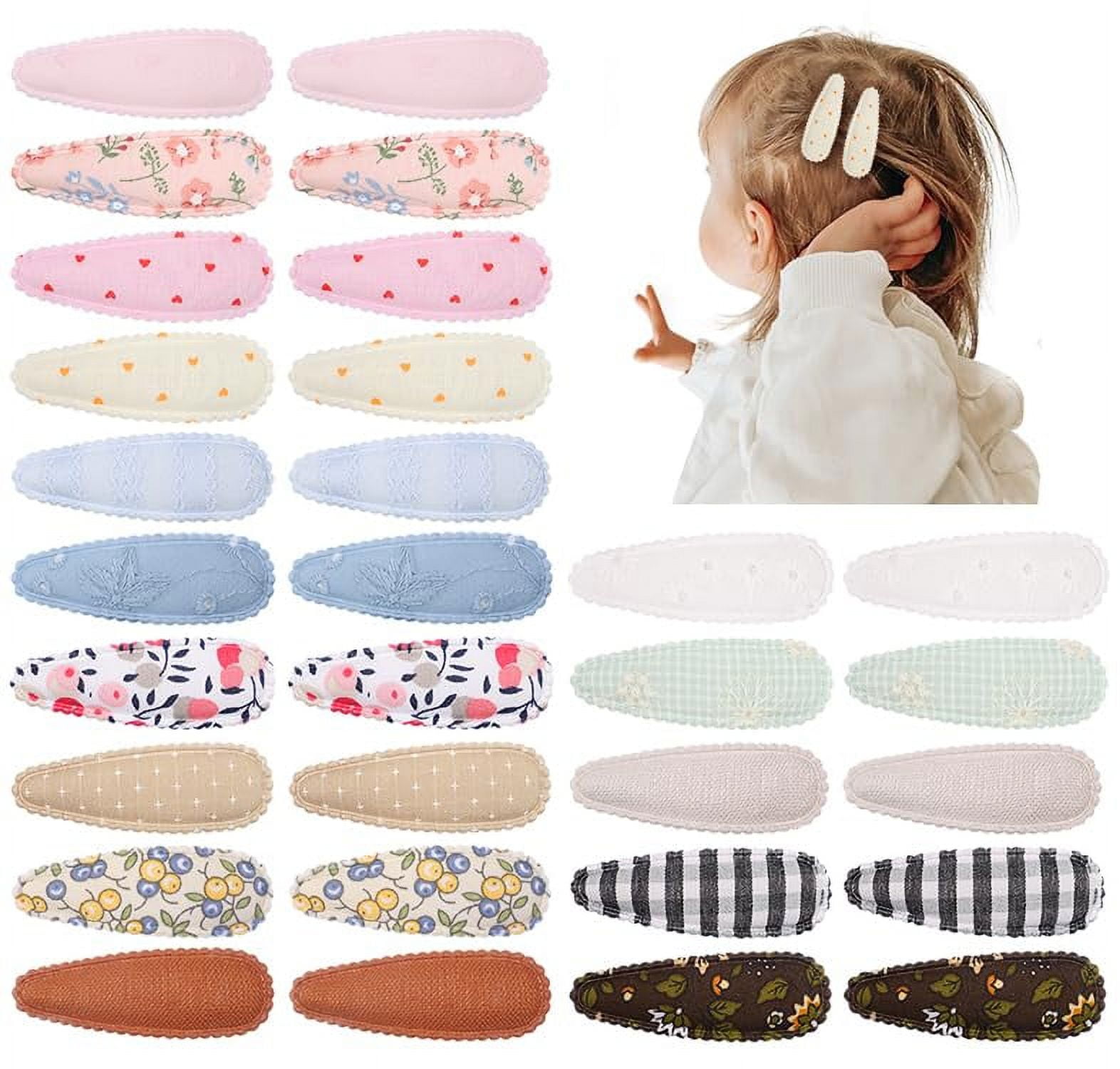 30 PCS Girl Hair Clips Floral Print Toddler Hair Clips Non Slip Wrapped ...