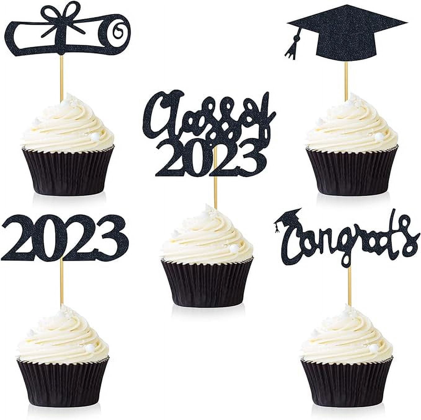 30 PCS Graduation Cupcake Toppers 2023 Diploma Grad Cap Cake Toppers ...