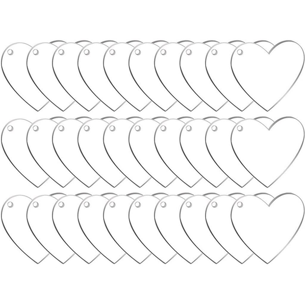 30 PCS Heart-shaped Acrylic Keychains Acrylic Transparent Set for ...