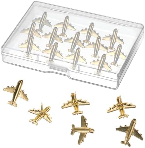 30 PCS Metal Airplane Push Pins, Aircraft Pushpin, Gold Decorative Push ...