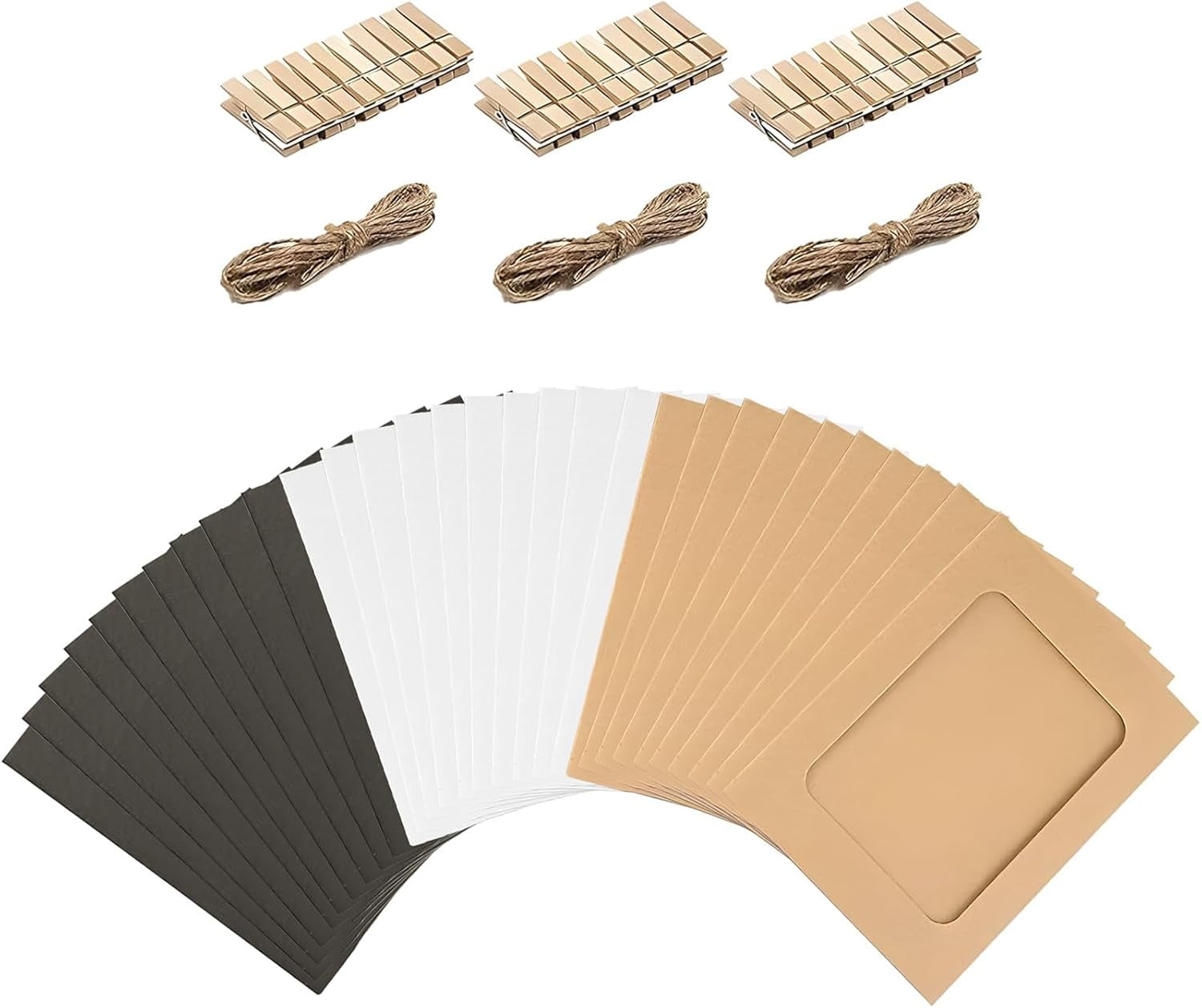30 PCS Paper Photo Frames, Paper Picture Frame with Wooden Clips and ...